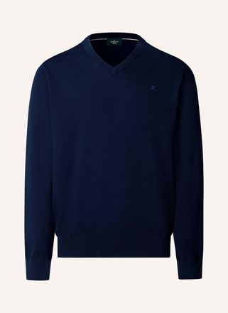 Hackett Pullover Ess Cotton V Neck blau