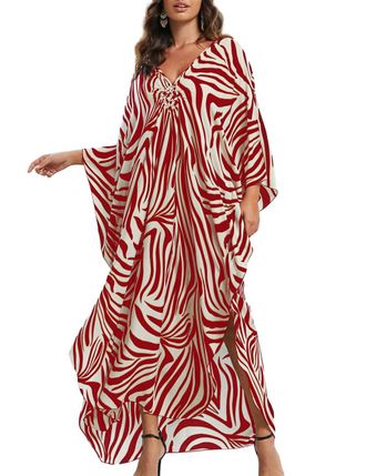 Bsubseach Formelle Kaftankleider f&uuml;r Frauen Zebrastreifen Print Kaftan Badeanzug Cover Ups Lose Kaftan f&uuml;r Frauen