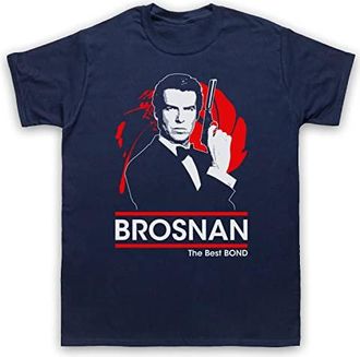 My Icon Art and Clothing Pierce Brosnan The Best Bond British Spy Secret Agent 00 Double O T-Shirt des Hommes, Bleu Fonce, XL