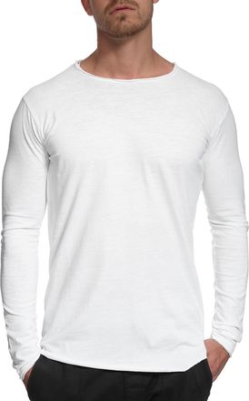 Indicode Herren Willbur Longsleeve Langarmshirt aus 100% Baumwolle | Grandad-Shirt für Männer Optical White, XXL