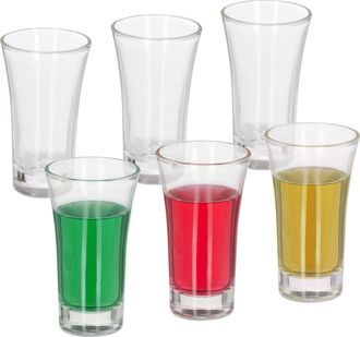 Relaxdays Schnapsgl&auml;ser 6er Set, hohe Shotgl&auml;ser mit dickem Boden, je 6 cl, sp&uuml;lmaschinenfest, Lik&ouml;rgl&auml;ser, transparent