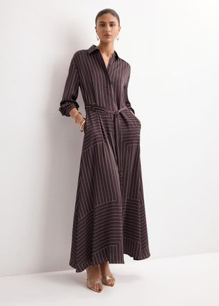 Mango Robe chemisier imprim&eacute;e chocolat - Femme - XS - MANGO