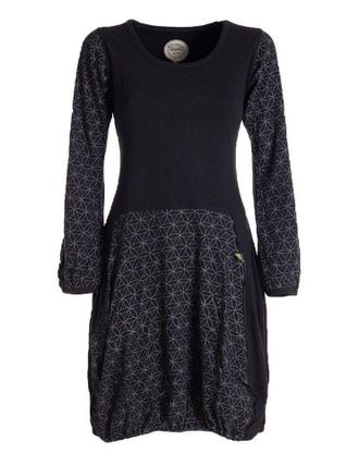 vishes Ballonkleid Langarm Damen-Keid Ballon-Kleid Shirt-Kleid kurz loose fit Ethno, Goa, Hippie Style