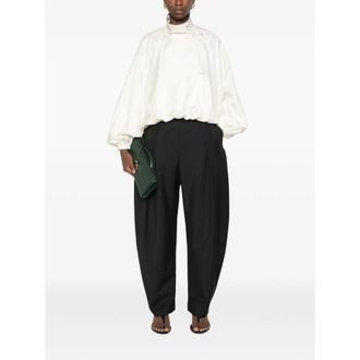 R&oacute;he Pleated Wide-Leg Mohair Wool Trousers - Black
