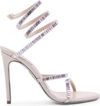 Rene Caovilla Sandalen - Nude Leather Sandals With Crystal Embellishments - Gr. 36,5 (EU) - in Grau - f&uuml;r Damen