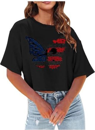 Generic Hauts courts d&eacute;contract&eacute;s pour femmes 2025 graphique, entra&icirc;nement, coupe ample, manches courtes, tendance, demi-chemises d&eacute;t&eacute; tendance, t-shirts de s