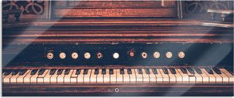 Pixxprint Glasbild Panorama, Wandbild aus Echtglas, altes Klavier schwarz-Weiß, 120x50 cm, inkl. Aufhängung und Abstandshalter