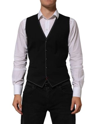 Dolce & Gabbana Wool Formal Dress Vest - Black