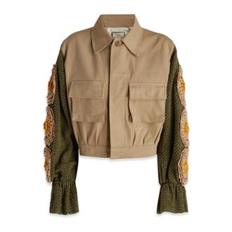 Tu Liz&eacute; Knit-sleeve Cropped Jacket - - Jackets - Damen - Mehrfarbig - XS