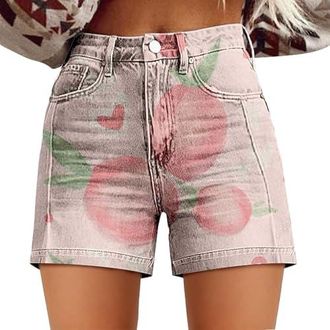 Generico Pantalon en jean court d&eacute;t&eacute; pour femme, short en denim doux, &eacute;lastique, jeans courts et secs, &eacute;l&eacute;gant, d&eacute;contract&eacute;, confortable, grande taille, bermud