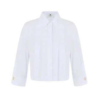 Elisabetta Franchi Baumwollhemd mit Plastron und Manschettenkn&ouml;pfen - - Blouses & Shirts - Damen - Wei&szlig; - M