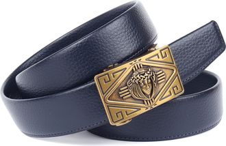 Anthoni Crown Herren Automatik Ledergürtel Gürtel, Dunkelblau, 105