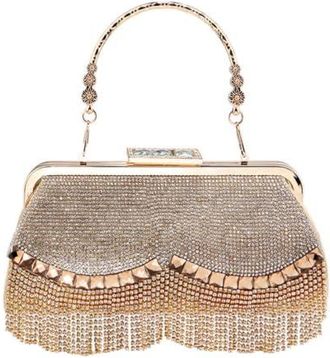 BESTONZON Abaodam Paquet de Soirée Femme Élégant Doré Fermeture Boucle Sécurisée Pochette de Banquet Polyvalente pour Mariage Cocktail et Fête - Paquet à Main F