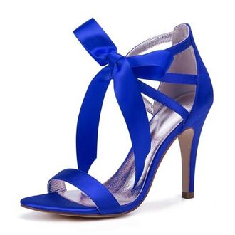 Generic Escarpins Femme Bout Ouvert Mariée Stylet Talons Sandales Chaussures De Mariee Bal Dress Fête Bridal 10.5Cm,Bleu,40 EU
