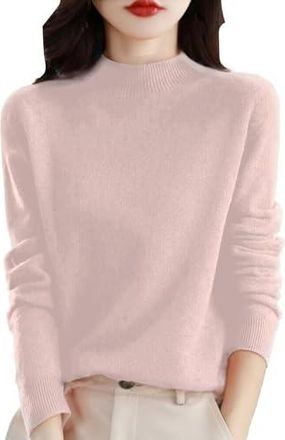 Generic Pull en cachemire chaud pour femme - Col rond - Chaud et l&eacute;ger - Manches longues - Doux, rose, M