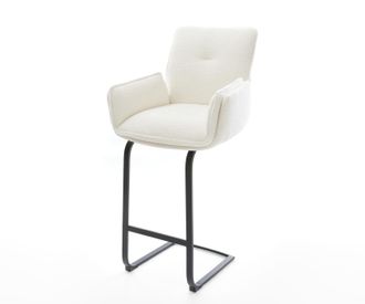 DELIFE Barstuhl Nela-Flex Boucl&eacute; Soft Beige Freischwinger Flach Metall Schwarz, Barst&uuml;hle