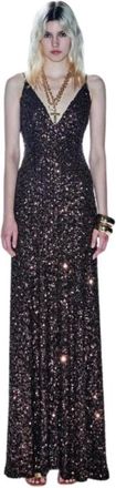 Aniye By Femme, Robes, Brun, Taille: 42 FR Robe Longue Ajust&eacute;e &agrave; Sequins