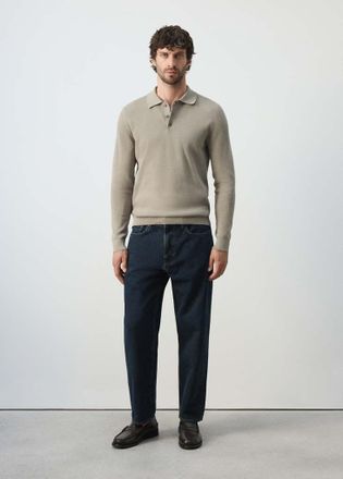 Mango Polo m&eacute;lange coton maille fine gris vison - Homme - XXL - MANGO MAN