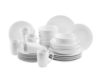 M&auml;ser 931523 Barca Geschirr-Set f&uuml;r 6 Personen, 30-tlg. Kombiservice, Porzellan, Wei&szlig;