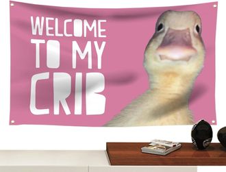 Generic Welcome To My Crib Poster,Wall Flag Dorm Room Tapestry | Duck Welcome To My Crib Flag, Parties Supplies Yard Signs, Versatile Wall Decor Banner For Be