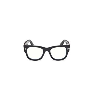Tom Ford Blaue Block-Quadrat-Optikfassung mit Clip-On - - Accessories - Herren - Schwarzk - 51 MM