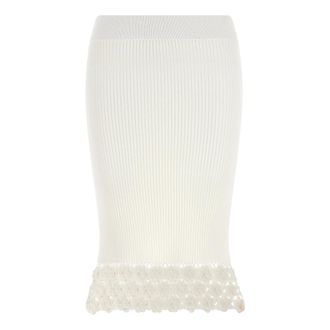 Ganni Femme, Jupes, Blanc, Taille: 38 FR Cotton Crochet Knitted Stretch Midi Skirt