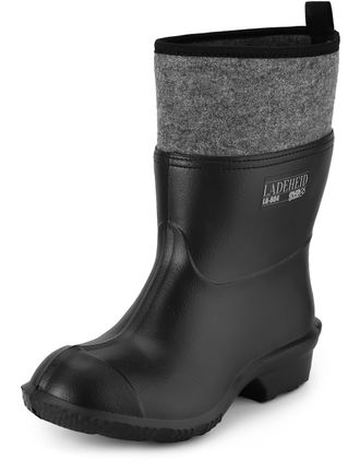 Ladeheid Herren Damen federleichte Eva Thermo Gummistiefel gef&uuml;ttert Arbeitsgummistiefel LA-804 (Schwarz, 38 EU)