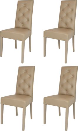 Tommychairs Tommychairs - 4er Set Moderne Stühle Chantal für Küche und Esszimmer, robuste Struktur aus lackiertem Buchenholz Farbe Cappuccino, gepolstert und mit 