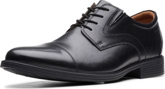 Clarks Herren Whiddon Cap Oxford, schwarzes Leder, 44 EU Weit