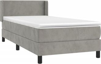 vidaXL Boxspringbett mit Matratze Hellgrau 80x200 cm Samt Vidaxl
