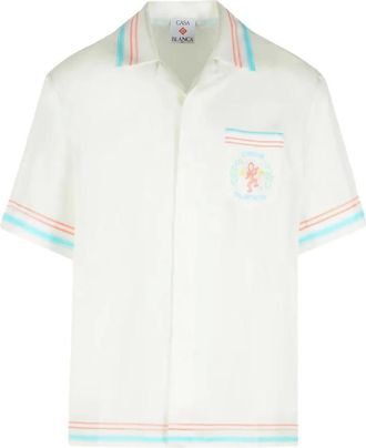 Casablanca Homme, Chemises, Blanc, Taille: M Dance Joy Cuban Collar SS Shirt