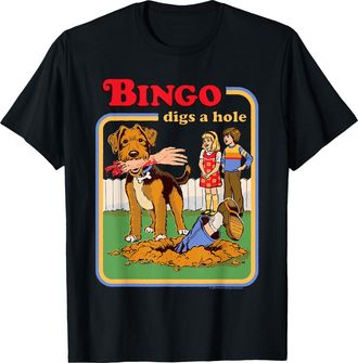 Steven Rhodes Bingo Digs a Hole Sarcastic Dog Retro Funny Adult Humor T-Shirt