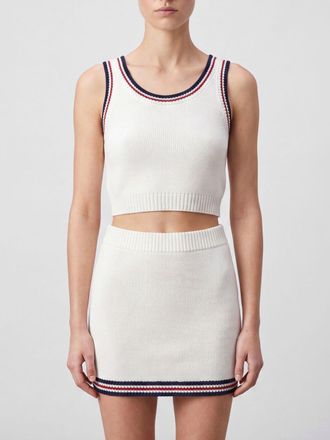 Brunello Cucinelli Top court sans manches en maille de coton avec finitions contrastantes