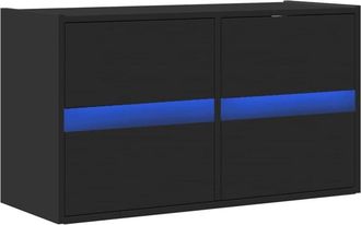 vidaXL Vidaxl - Meuble tv mural avec lumi&egrave;res led noir 80x31x45 cm