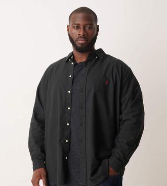 Polo Ralph Lauren Big & Tall - Oxford-Hemd in Schwarz mit Logo