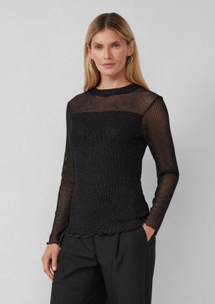 s.Oliver Langarmshirt T-Shirt Transparentes Shirt mit gef&uuml;ttertem Body