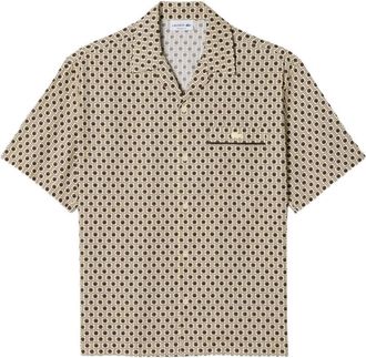 Lacoste Homme, Chemises, Beige, Taille: 3XL Chemise &agrave; Manches Courtes avec Poche de Poitrine &agrave; Motifs