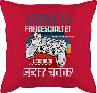 Shirtracer Kissen 50x50 - 18. - Geschenke 18 Geburtstag Geschenkidee - Level 18 freigeschaltet legendär seit 2007 - 50 x 50 cm - Rot - geschenk zum 18ten junge e
