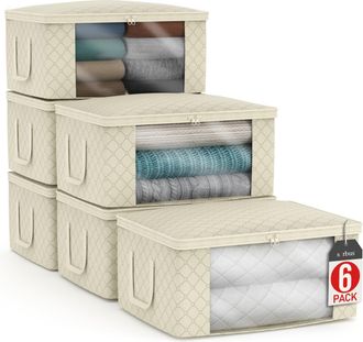 Sorbus Mittelgroße Kleideraufbewahrungstaschen - Faltbare Decken-Aufbewahrungsbehälter für die Organisation von Schlafzimmer, Schrank, Kleidung, Tröster, Org