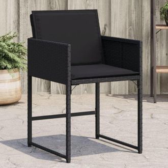 vidaXL Vidaxl - Chaises de jardin lot de 4 avec coussins noir résine tressée