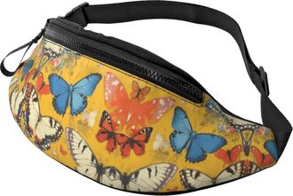 Generic Stylisch G&uuml;rteltasche Schmetterlingsdruck H&uuml;fttasche G&uuml;rteltasche Taillentasche F&uuml;r Sport Hundetraining Fitness 14X35Cm