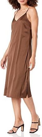 The Drop Ana Silky V-Neck Midi Slip Dress pour Femme, Grain de café, XXL Grande taille