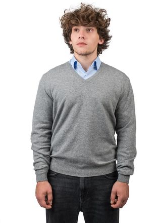 DALLE PIANE CASHMERE V-Ausschnitt aus gemischtem Kaschmir, Made in Italy - Herren, Farbe: Grau, Größe: 3XL