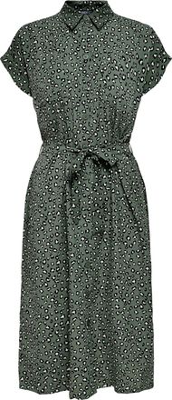 Only Damen Blusenkleid mit Bindeg&uuml;rtel | Lockeres Midi Kurzarm Tunika Dress | Knopfleiste ONLHANNOVER, Black/Aop:w. Sophie Flower, Gr&ouml;&szlig;e:38