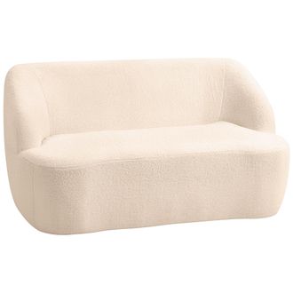 HOMCOM 2-Sitzer-Sofa Sofa aus Boucl&eacute;-Stoff 142 cm mit gebogener R&uuml;ckenlehne und Sitzfl&auml;che, vollst&auml;ndig komprimiert, modernes Sofa f&uuml;r Schlafzimmer, Wohnung,