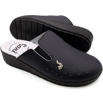 Sani Anatomische Gesundheitsschuhe f&uuml;r Damen, Hausschuhe aus echtem Leder, orthop&auml;dische Schuhe mit verstellbarem Gummiband, Made in Italy, blau, 41 EU