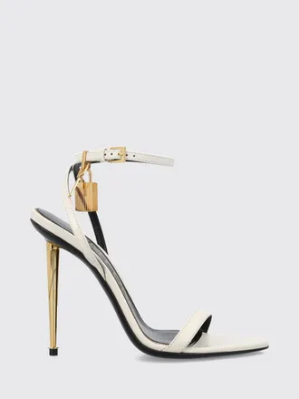 Tom Ford Padlock Ledersandalen von mit Stiletto-Absatz und Kn&ouml;chelriemen