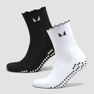 MyProtein Chaussettes Pilates &agrave; volants MP (lot de 2 paires) - Noir/Blanc - UK 9-11