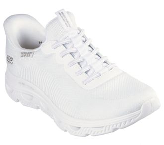 Skechers Damen Glide Step Arc Waves Slip-ins Sneaker, Weiss/opulenter Garten, 36.5 EU