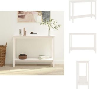 vidaXL Konsolentisch Wei&szlig; 110x40x80 cm Massivholz Kiefer - Holz Konsole - Wohnzimmer M&ouml;bel - Kiefernholzm&ouml;bel - Sideboard Wei&szlig; - Kommode Klein